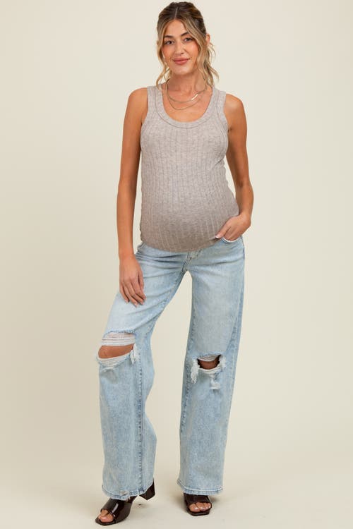 PINKBLUSH Distressed Wide Leg Maternity Jeans